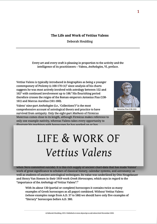 Skyscript: The Life and Work of Vettius Valens by Deborah Houlding